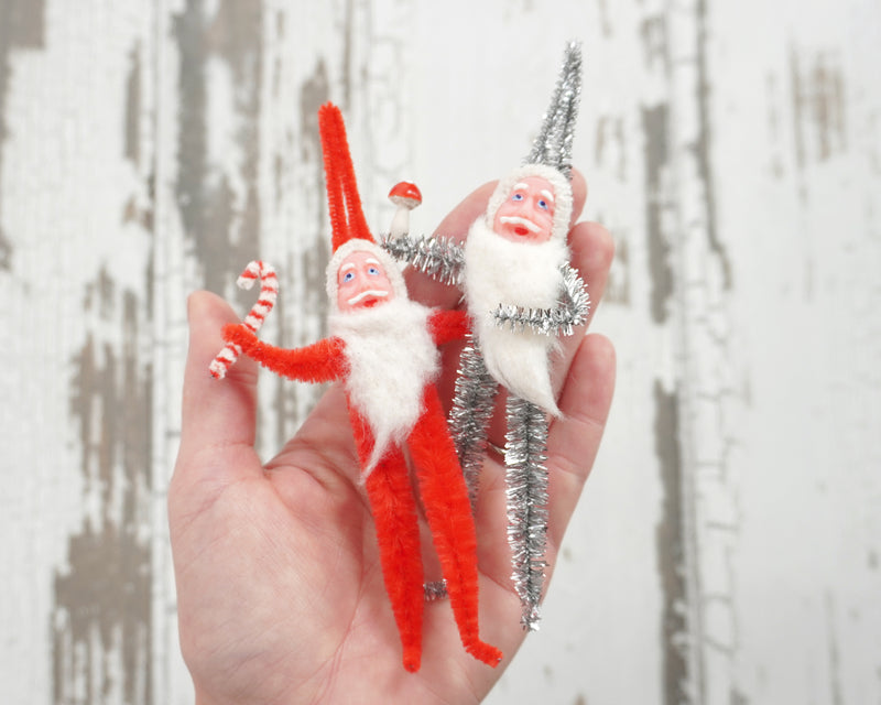 Chenille Santa Pipe Cleaner Ornament Craft Kit, Vintage Style Bump Che