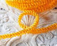 Curly Chenille - Vintage Golden Yellow Loopy Angel Hair Wired Trim, 3