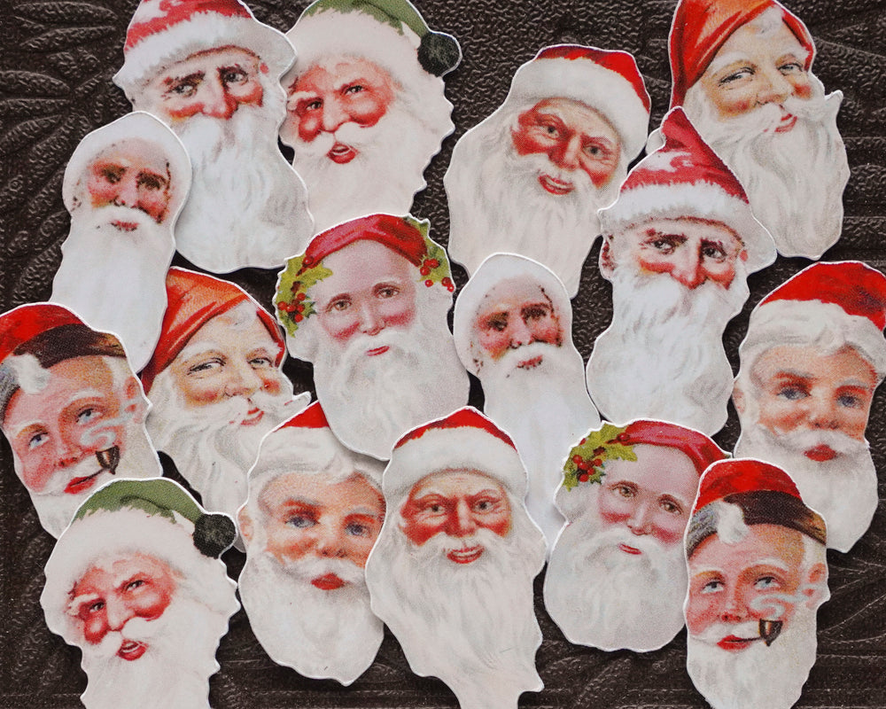 Santa Scrap Faces - Miniature Antique Style Cardstock Santa Face Embel
