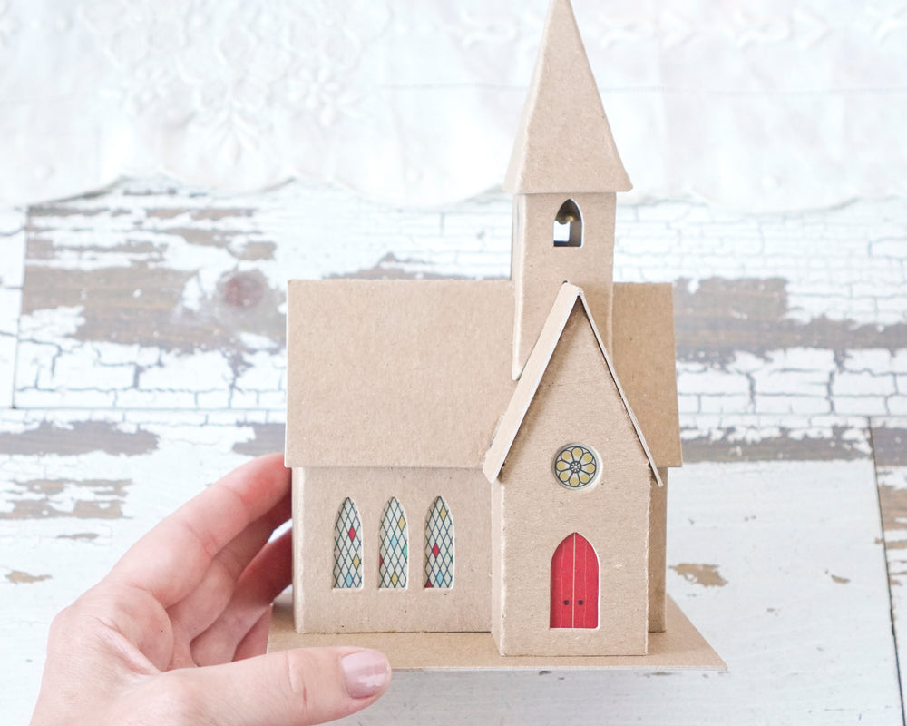 Village Church Kit - DIY Flat Pack Chipboard Christmas Church