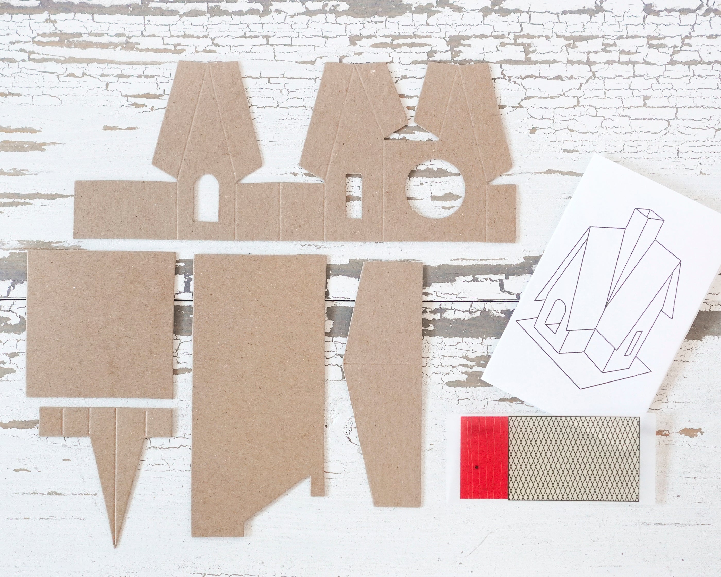 The Cottage Series - Putz Village Kit, DIY Flat Pack Chipboard Houses,