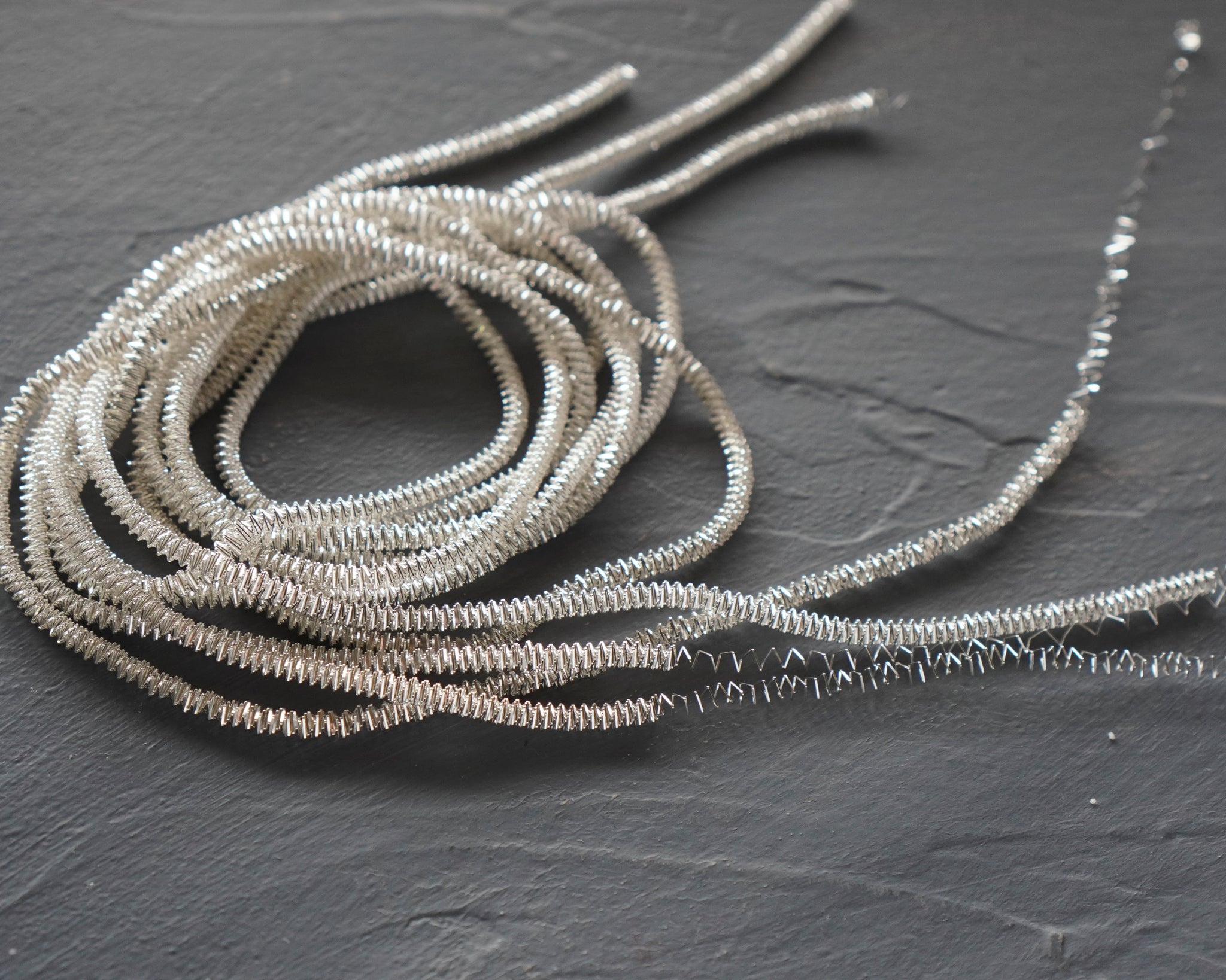 German Crinkle Wire - Silver Spiral Stretch Wire Trim, 4 Strands