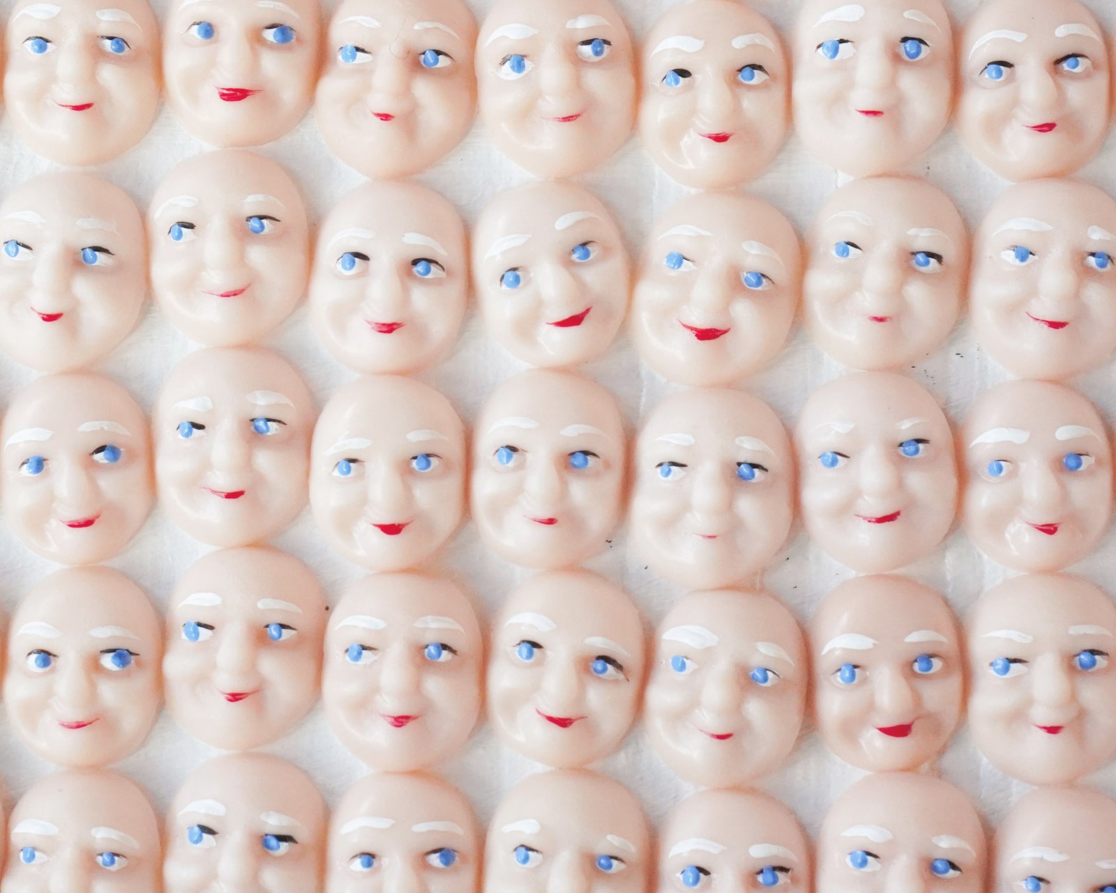 Elf Faces, Cream - Miniature Plastic Face Cabochons for Crafts, 12 Pcs