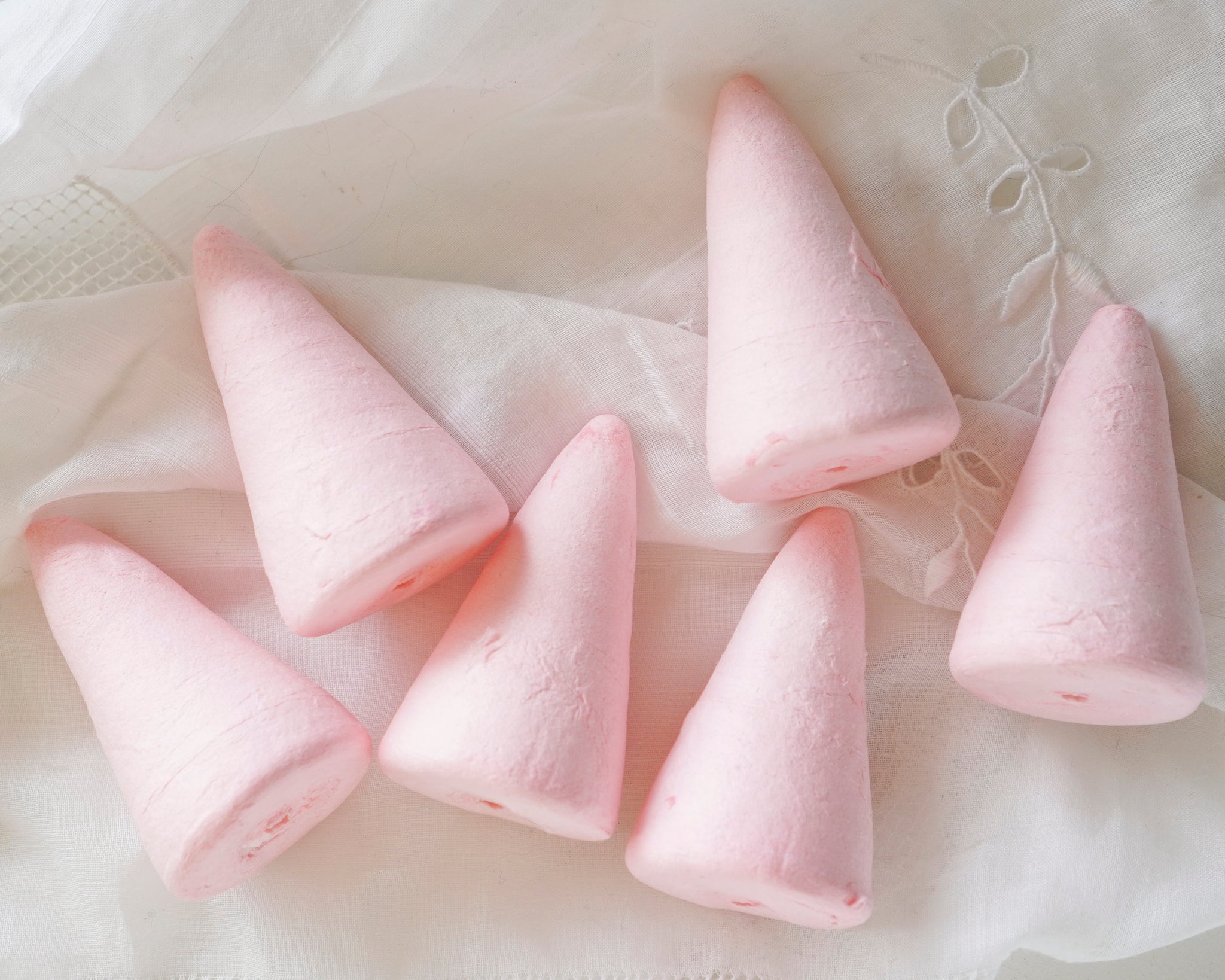 Pink Spun Cotton Cones, 60mm Cone Craft Shapes, 6 Pcs.
