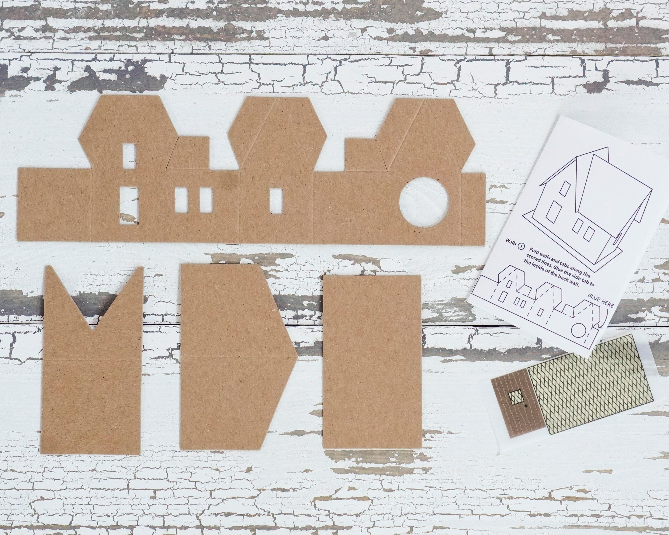 Putz House Kit - DIY Flat Pack Chipboard Christmas FARMHOUSE