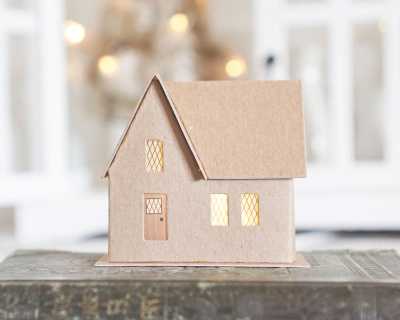 Putz House Kit - DIY Flat Pack Chipboard Christmas FARMHOUSE