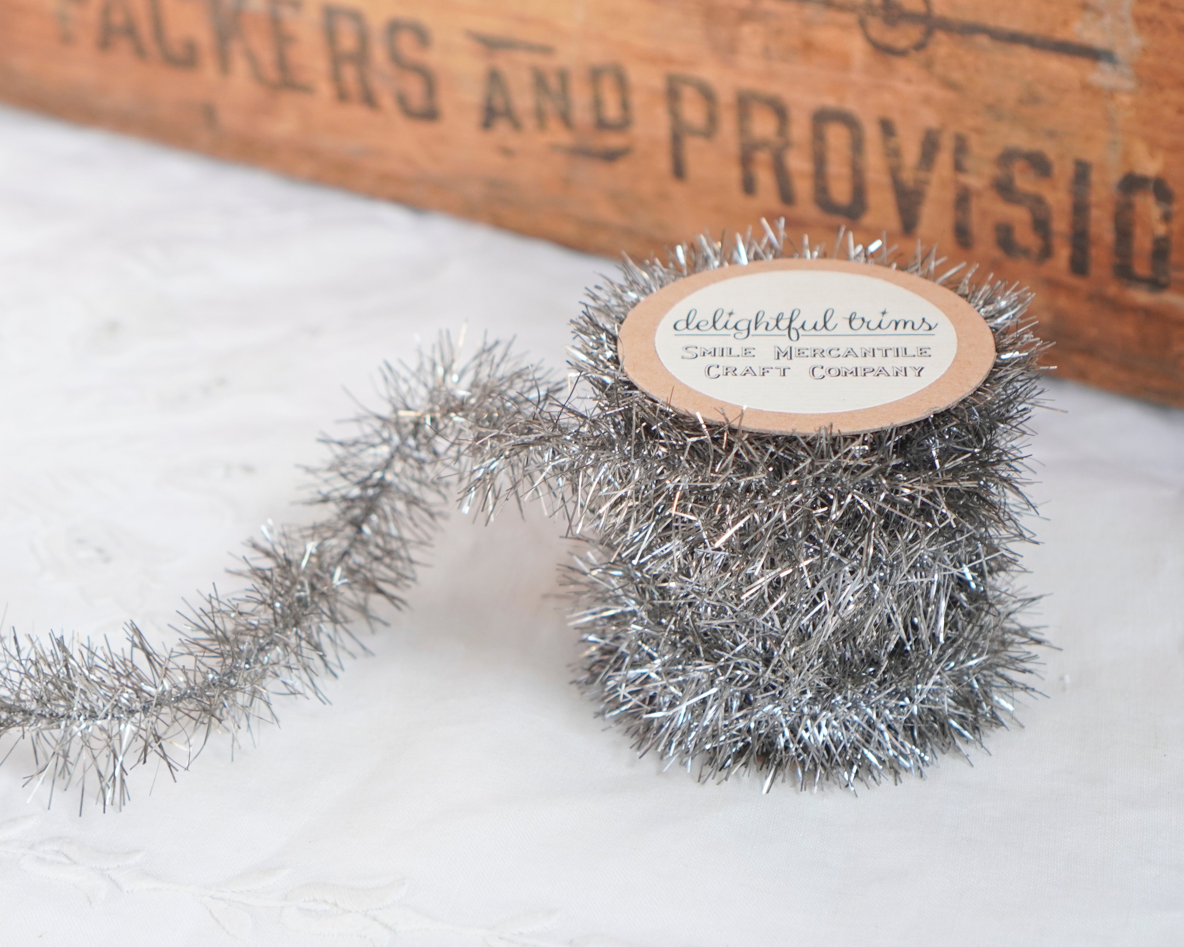 Tinsel Garland - Aged Silver Vintage Style Christmas Trim