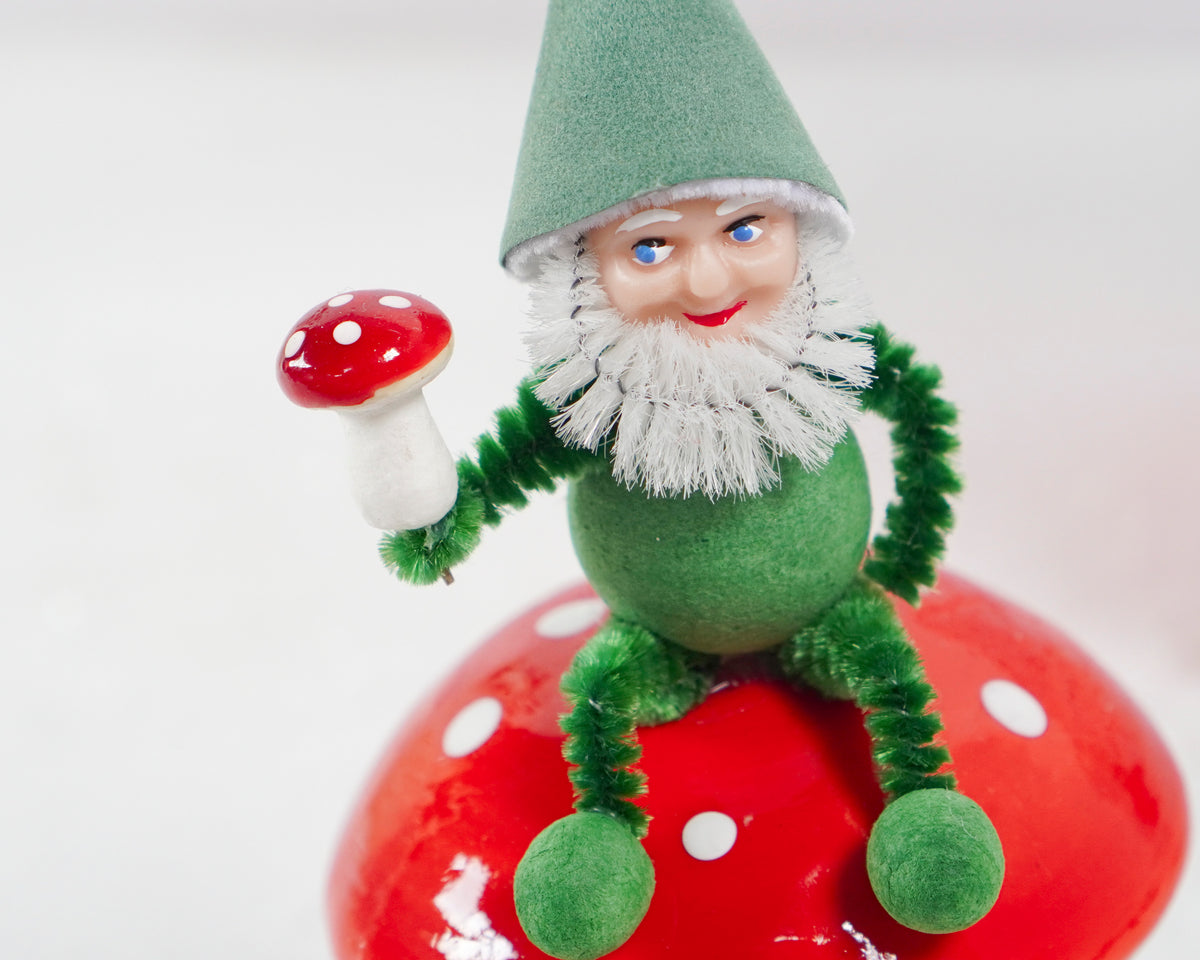 Vintage Elf and Toadstool Craft Kit - DIY Spun Cotton Christmas Decora