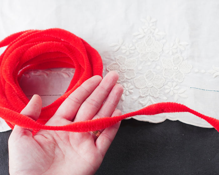 Bump Chenille - Christmas Red Pipe Cleaner Wired Craft Trim, 3 Yds.