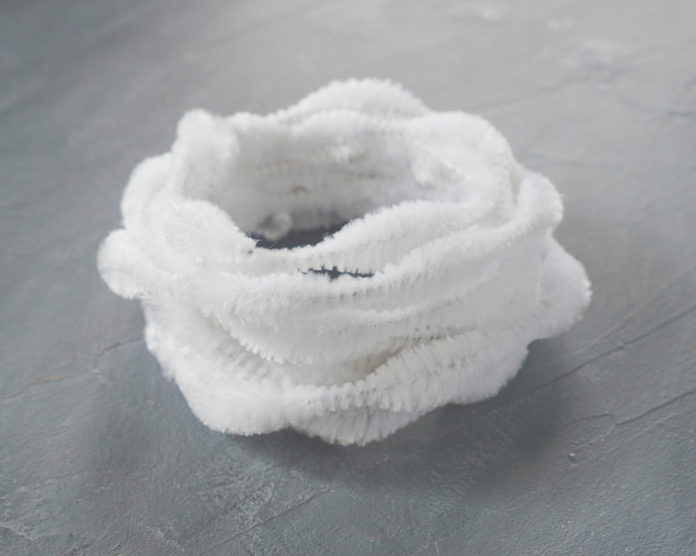 2 Inch Bump Chenille, White - Short Bump Pipe Cleaner Wired Craft Trim