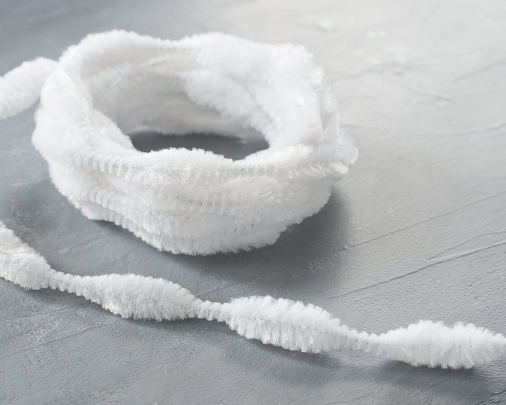 2 Inch Bump Chenille, White - Short Bump Pipe Cleaner Wired Craft Trim