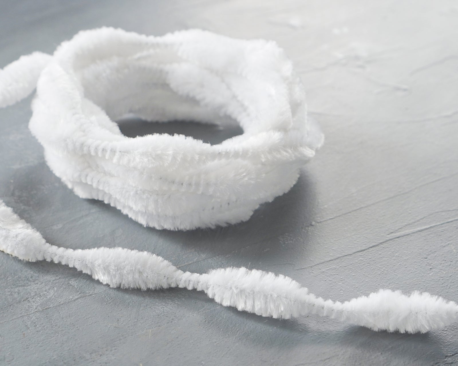 2 Inch Bump Chenille, White - Short Bump Pipe Cleaner Wired Craft Trim