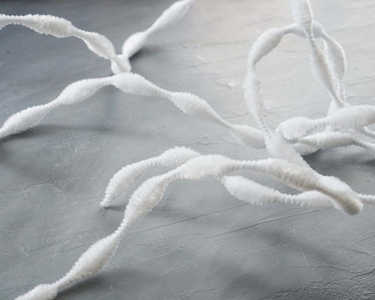 2 Inch Bump Chenille, White - Short Bump Pipe Cleaner Wired Craft Trim