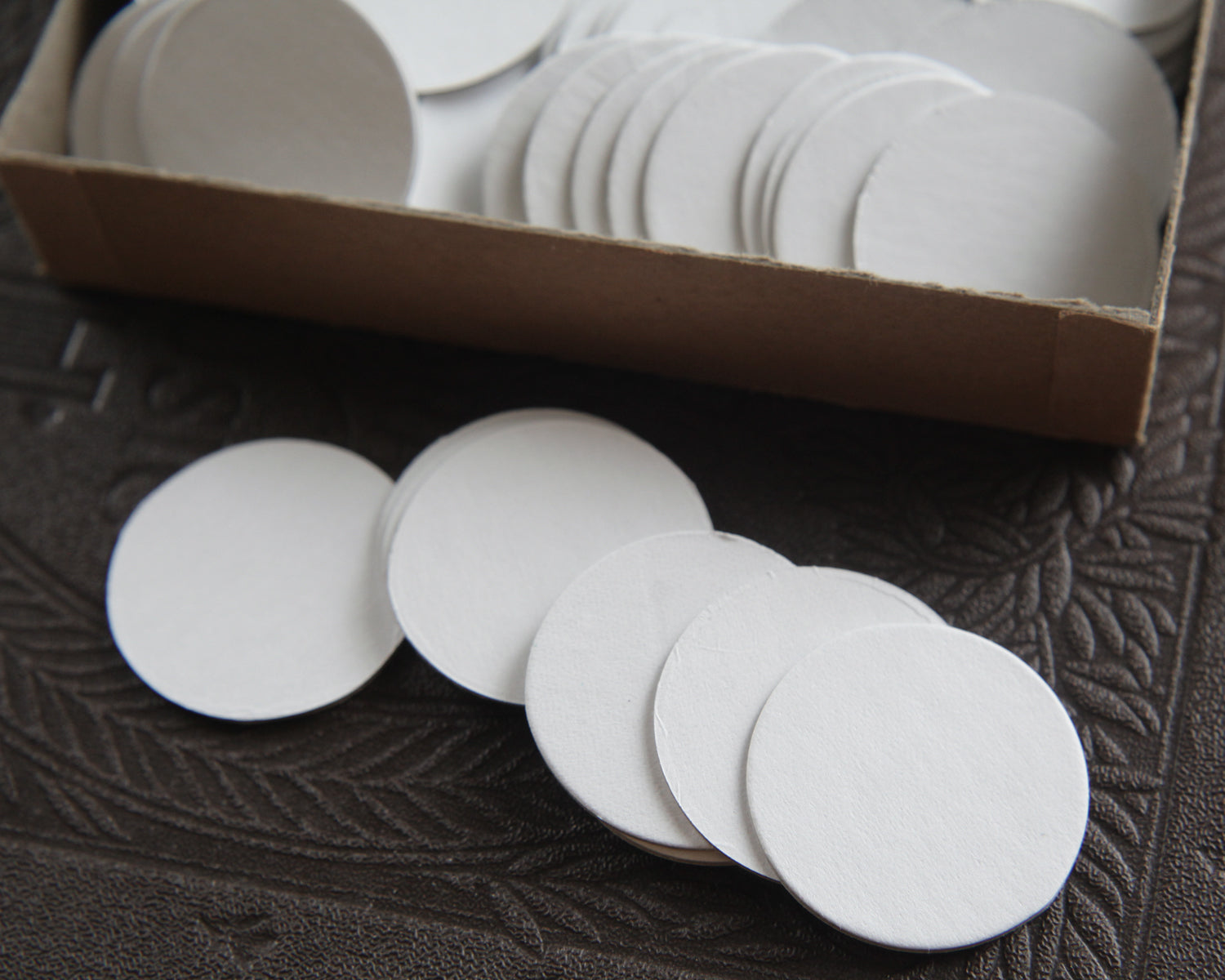 White Chipboard Circles - 1 1/2 Inch Diameter Die Cut Cardboard Rounds