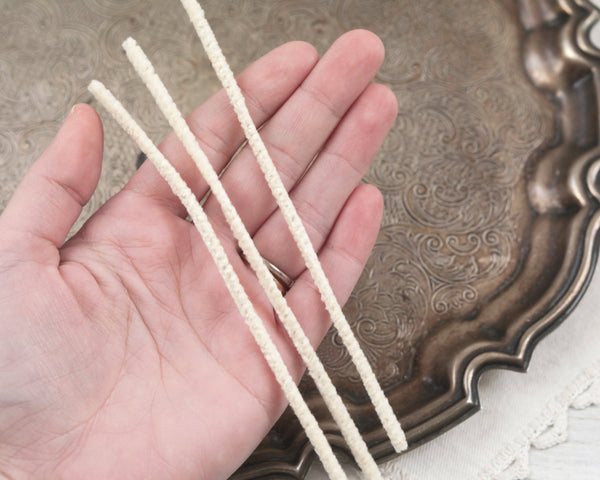 Old Fashioned Pipe Cleaners - Thin Off White Chenille Stems, 50 Pcs.